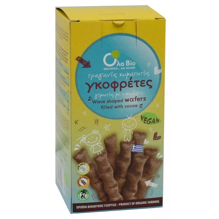 Γκοφρέτες γεμιστές με σοκολάτα (Πουράκια) Vegan ΒΙΟ 140gr - Μπαχάρι Ρέθυμνο